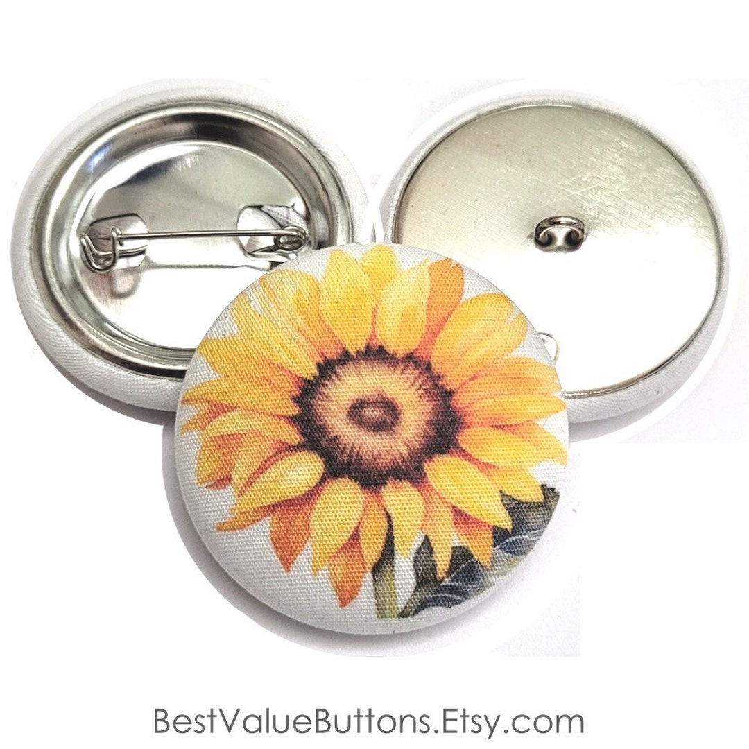 Fabric Buttons, Large Sunflower Buttons, Floral Print Buttons, Shank to ...