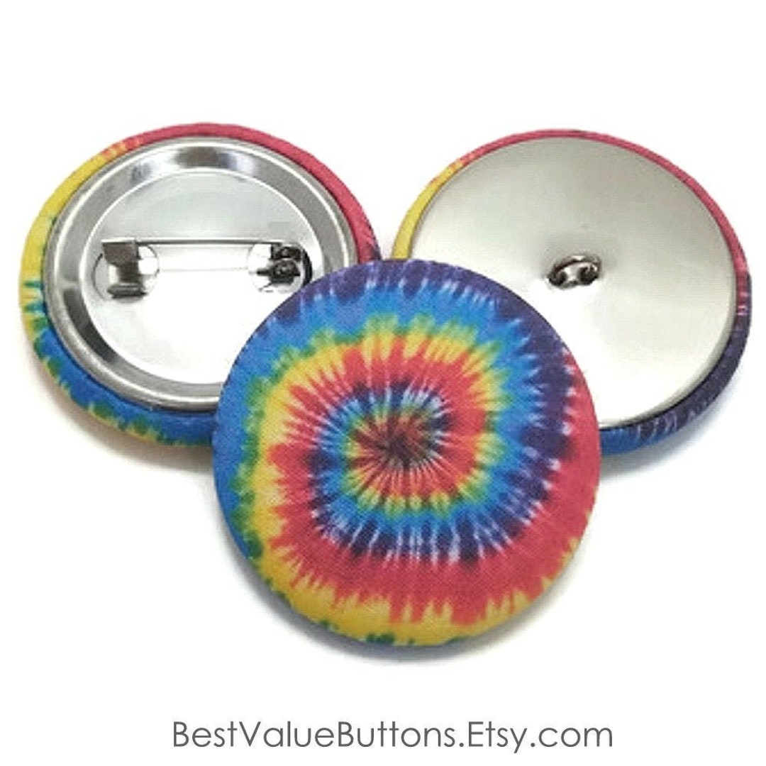 Fabric Buttons, Tie Dye Buttons, Shank to Sew, Pinback to Pin, Flatback ...