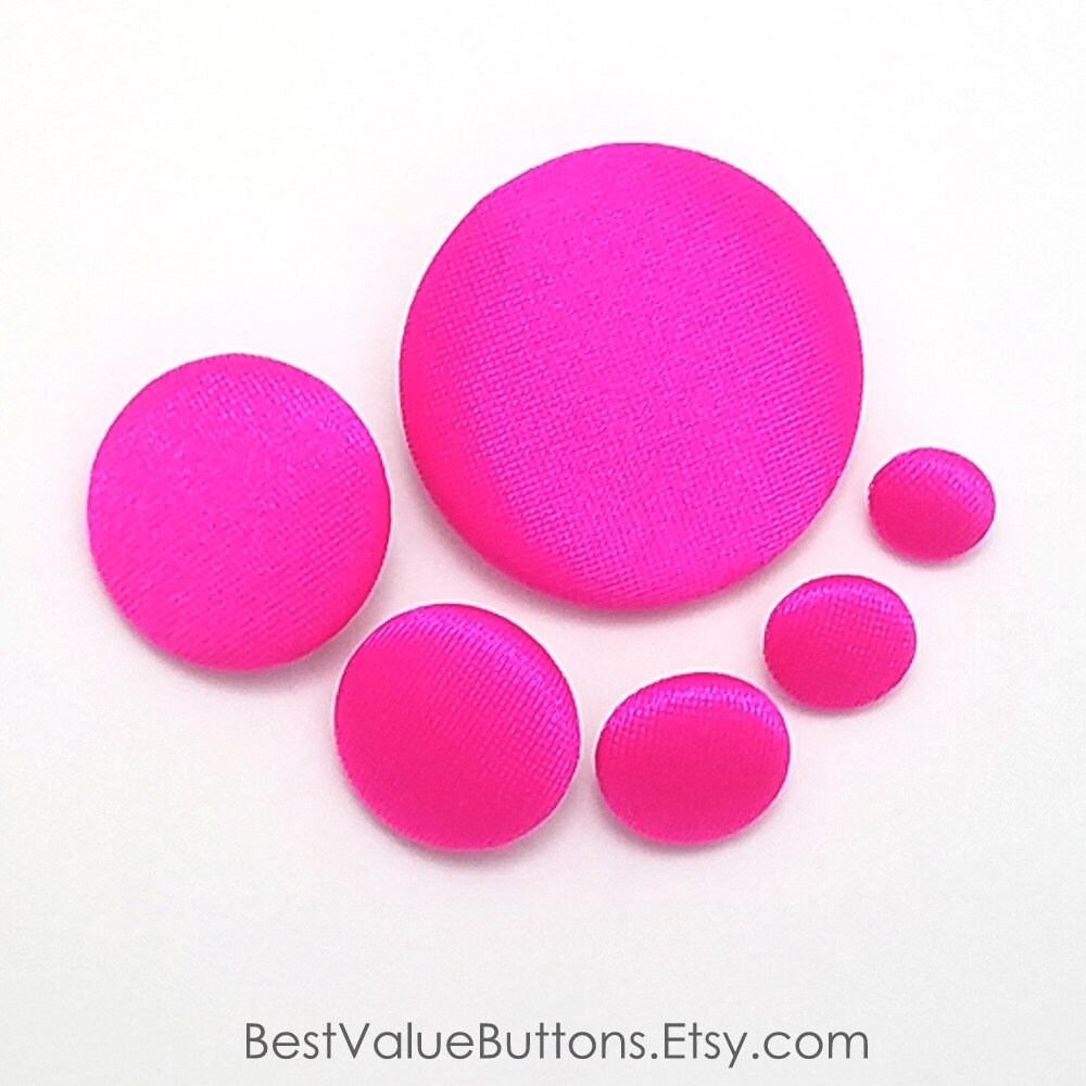 Fabric Buttons Shiny Hot Pink Buttons Shank Pinback | Etsy