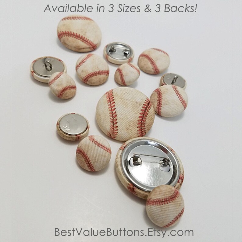 Fabric Buttons Baseball Buttons Shank to Sew Pinback to | Etsy