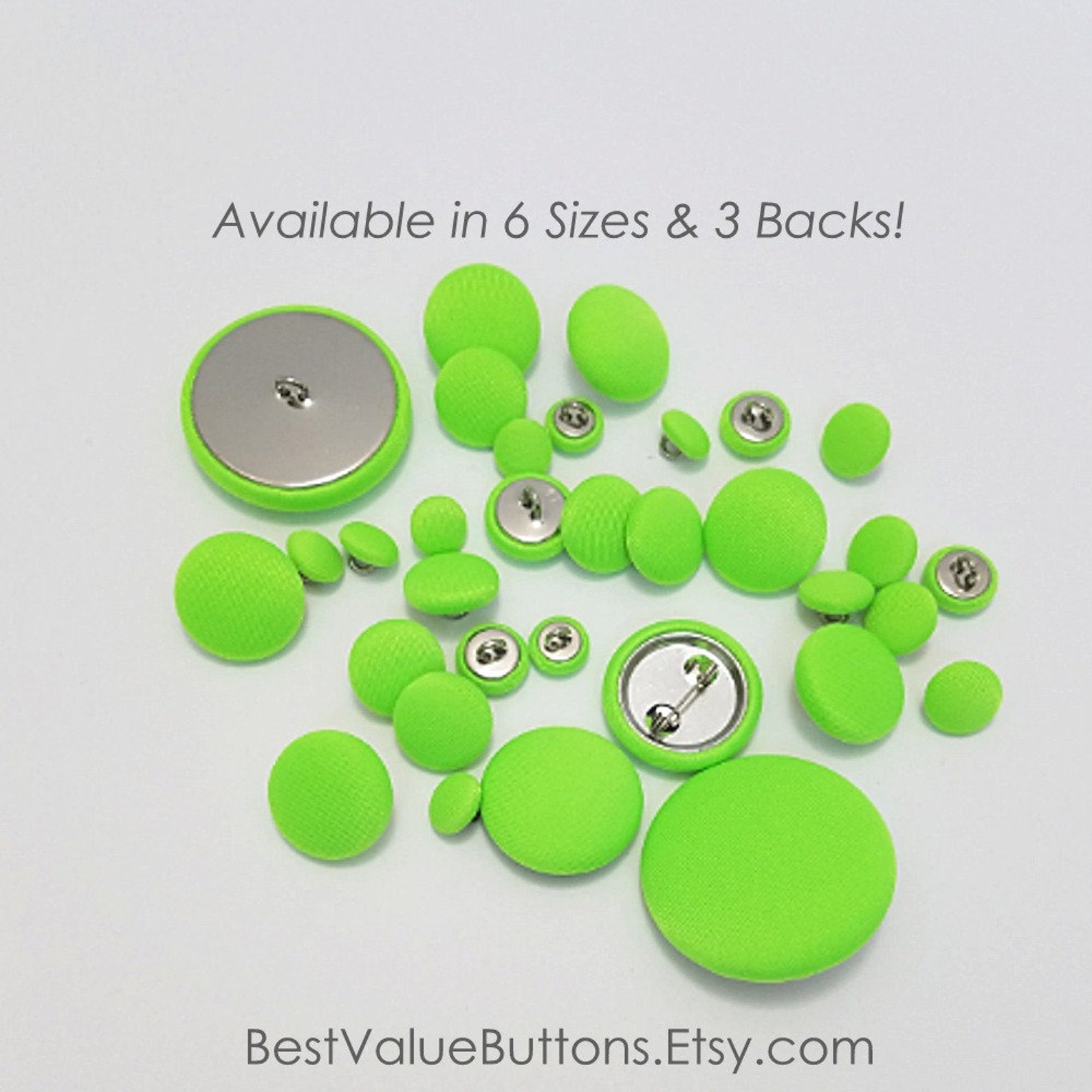 Fabric Buttons Neon Lime Green Buttons Shank to Sew Pinback - Etsy