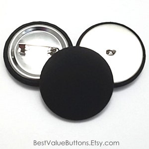 Cotton Buttons, Black Cotton Fabric Buttons, Shank Back, Pin Back, Flat ...