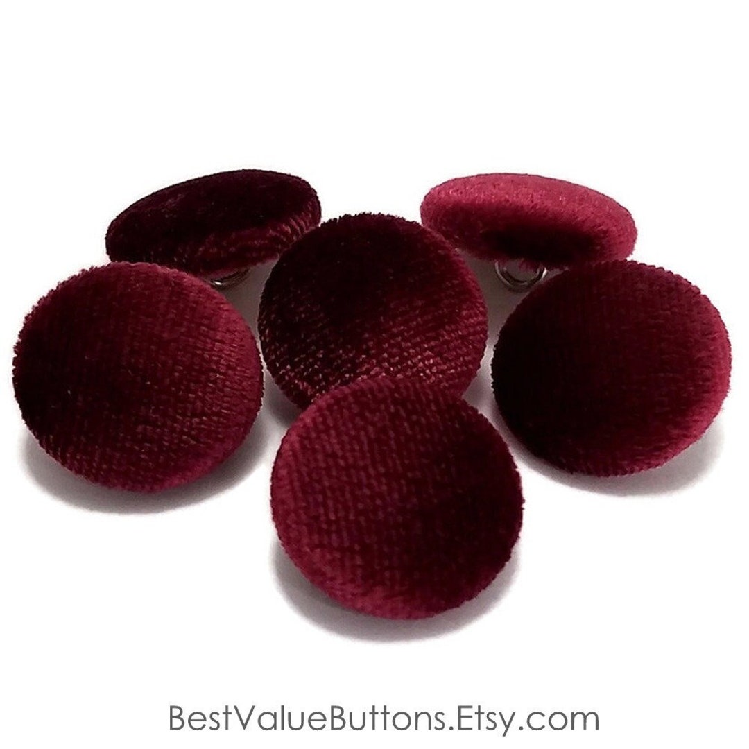 Velvet Buttons, Burgundy Velvet Fabric Buttons, Shank, Pinback ...