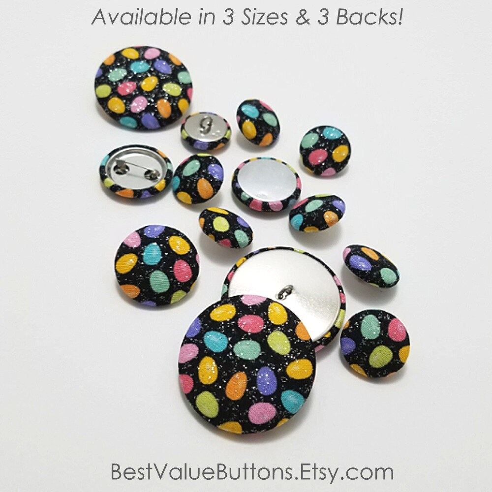 Fabric Buttons Jelly Beans Glitter Buttons Shank to Sew | Etsy