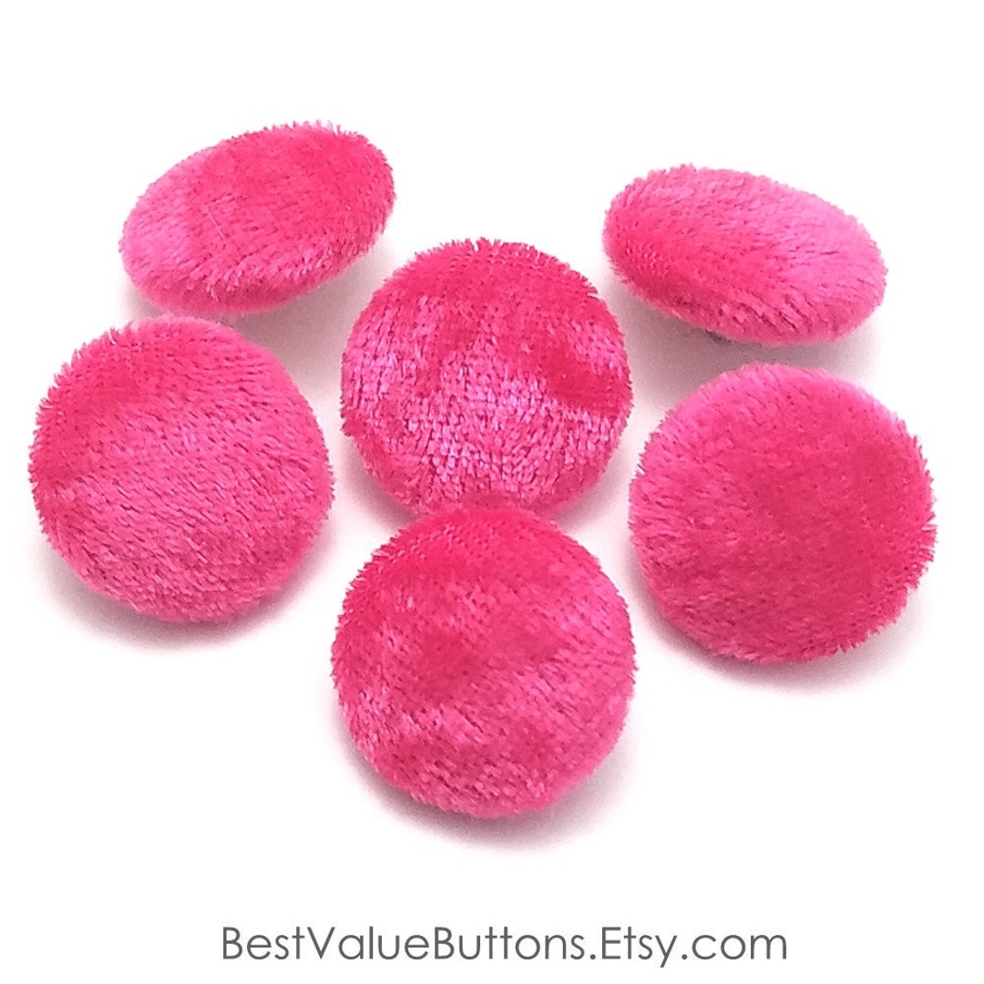 Velvet Buttons, Hot Pink Crushed Velvet Fabric Buttons, Shank, Pinback ...