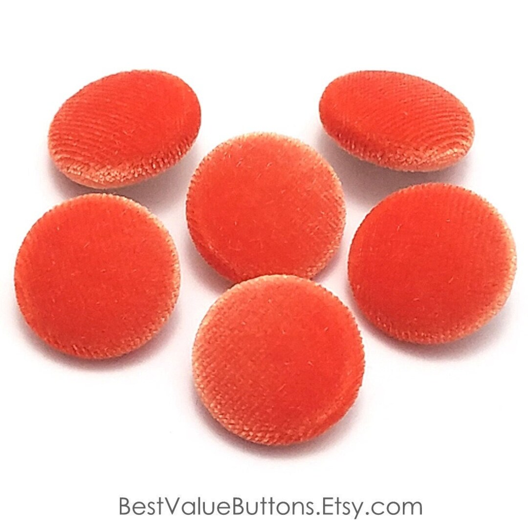 Velvet Buttons, Orange Velvet Fabric Buttons, Shank, Pinback, Flatback ...