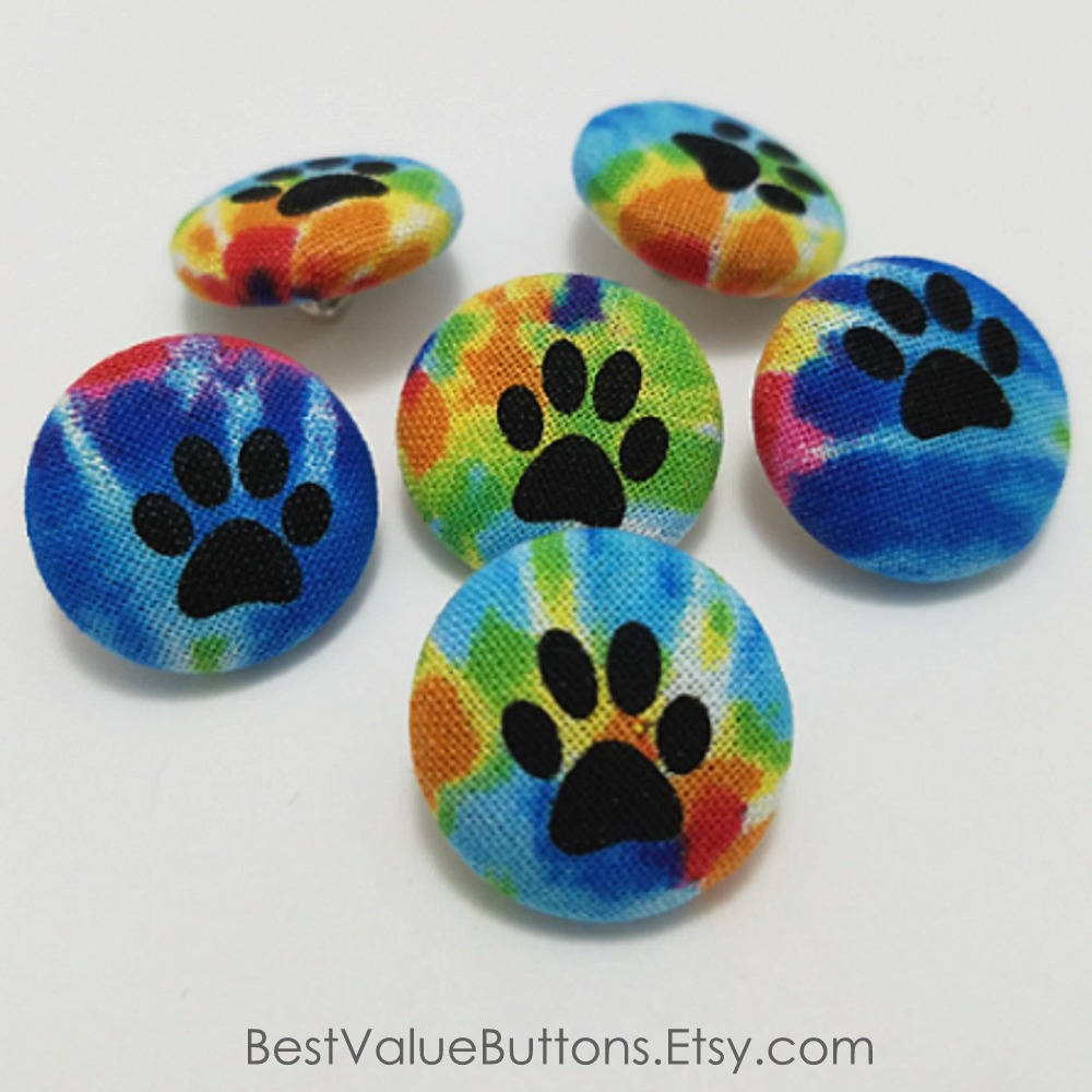 Fabric Buttons Tie Dye Animal Paw Dog Paw Cat Paw Buttons - Etsy