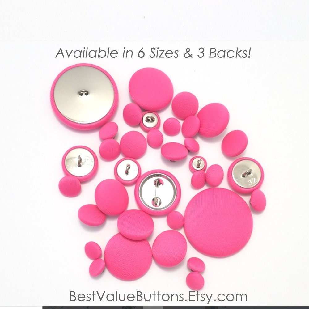 Fabric Buttons, Pink Buttons, Shank to Sew, Pinback to Pin, Flatback to ...