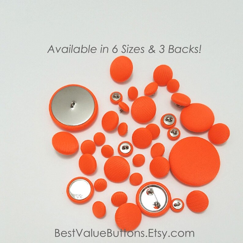 Fabric Buttons Neon Orange Buttons Shank Buttons Pinback | Etsy