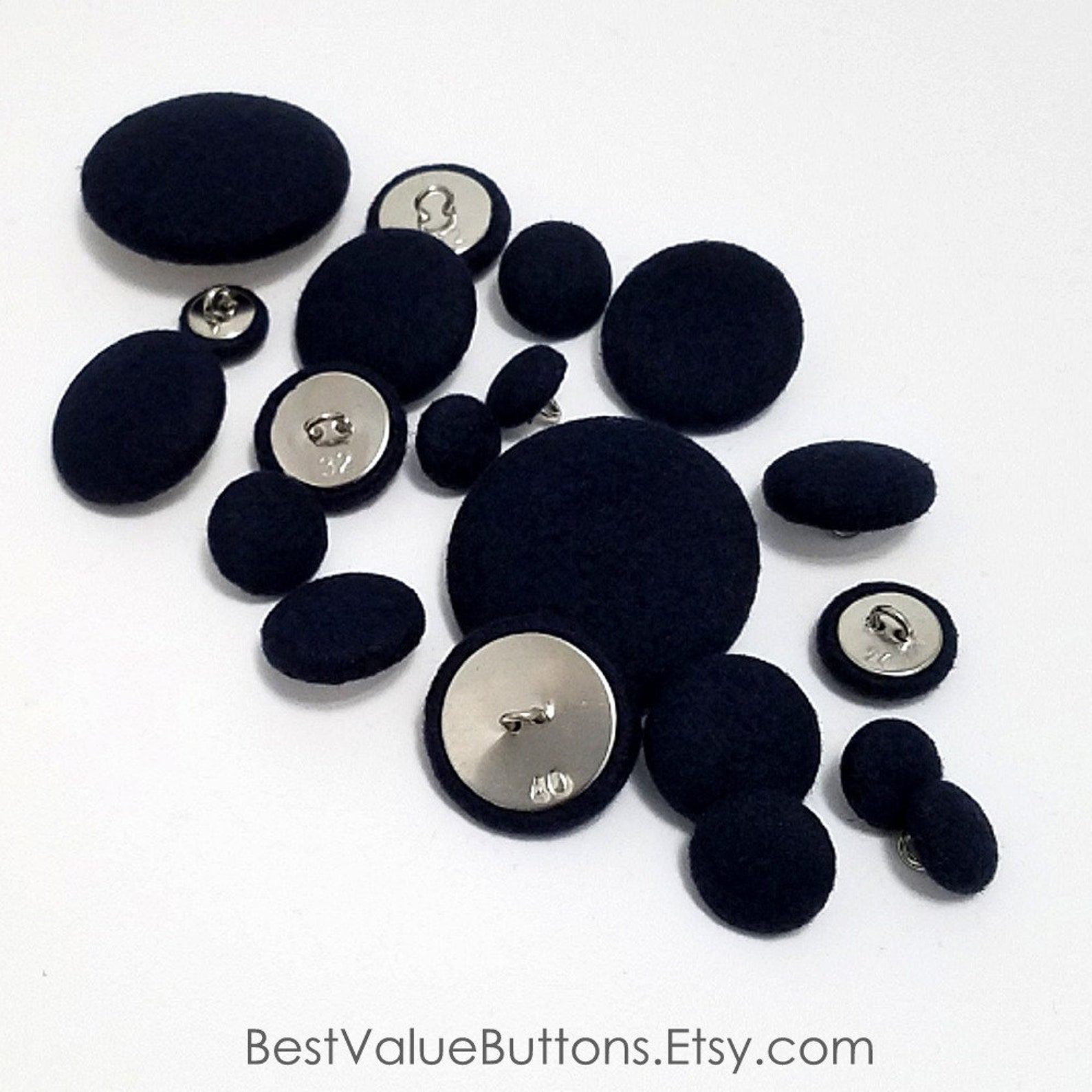 Wool Buttons Navy Blue Fabric Buttons Shank Buttons for - Etsy