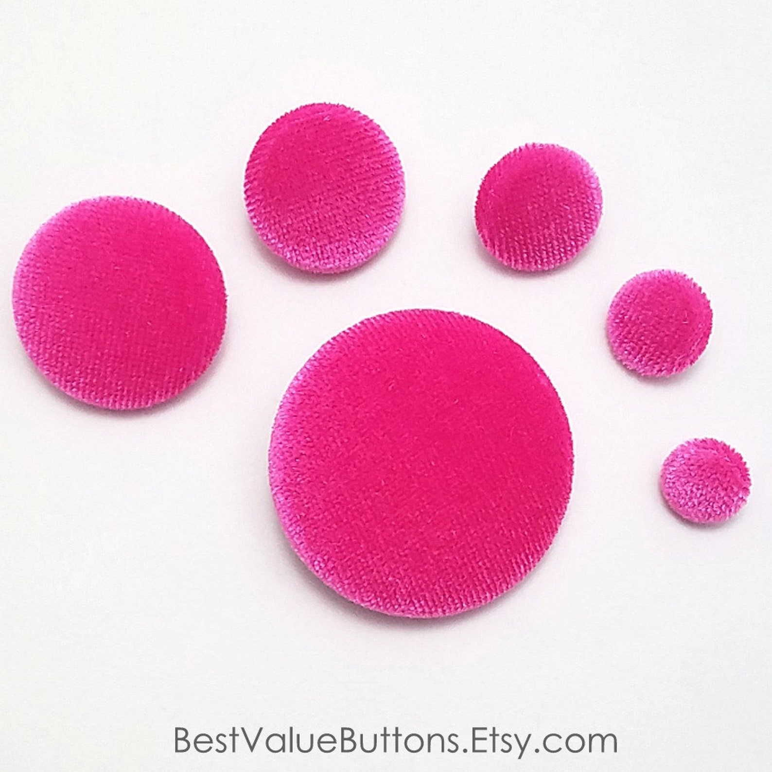 Velvet Buttons Hot Pink Velvet Fabric Buttons Shank - Etsy