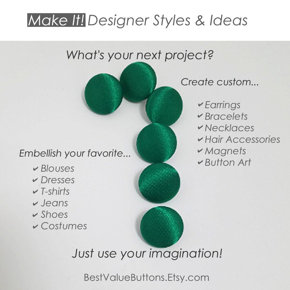 Satin Buttons, Kelly Green Satin Buttons, Bridal Buttons, Wedding Dress ...
