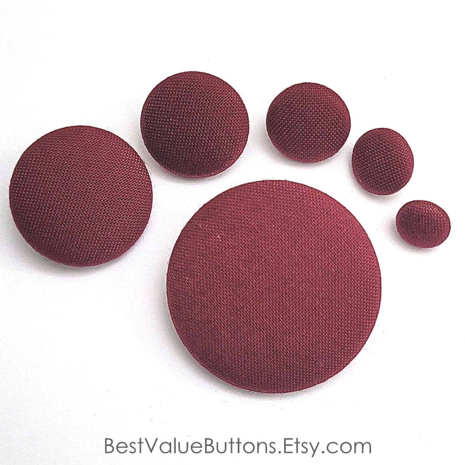 Cotton Buttons, Burgundy Merlot Cotton Fabric Buttons, Shank Back ...