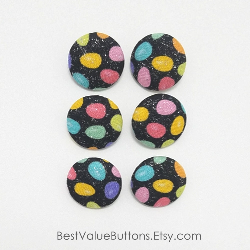 Fabric Buttons, Jelly Beans Glitter Buttons, Shank to Sew, Pinback to ...
