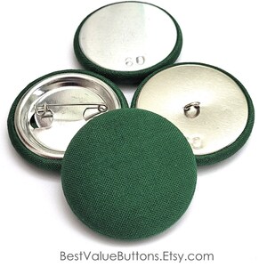 Cotton Buttons, Hunter Green Cotton Fabric Buttons, Shank Back, Pin ...