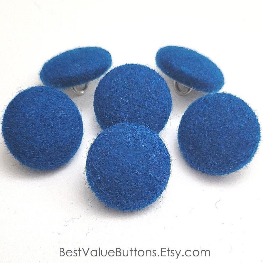 Wool Buttons, Teal Blue Fabric Buttons, Shank Buttons for Sewing, Coat ...