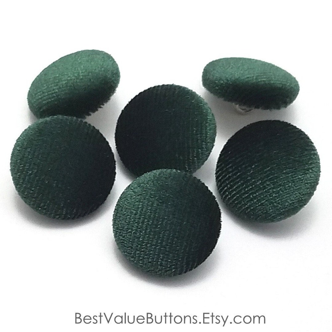 Velvet Buttons, Hunter Green Velvet Fabric Buttons, Shank, Pinback ...