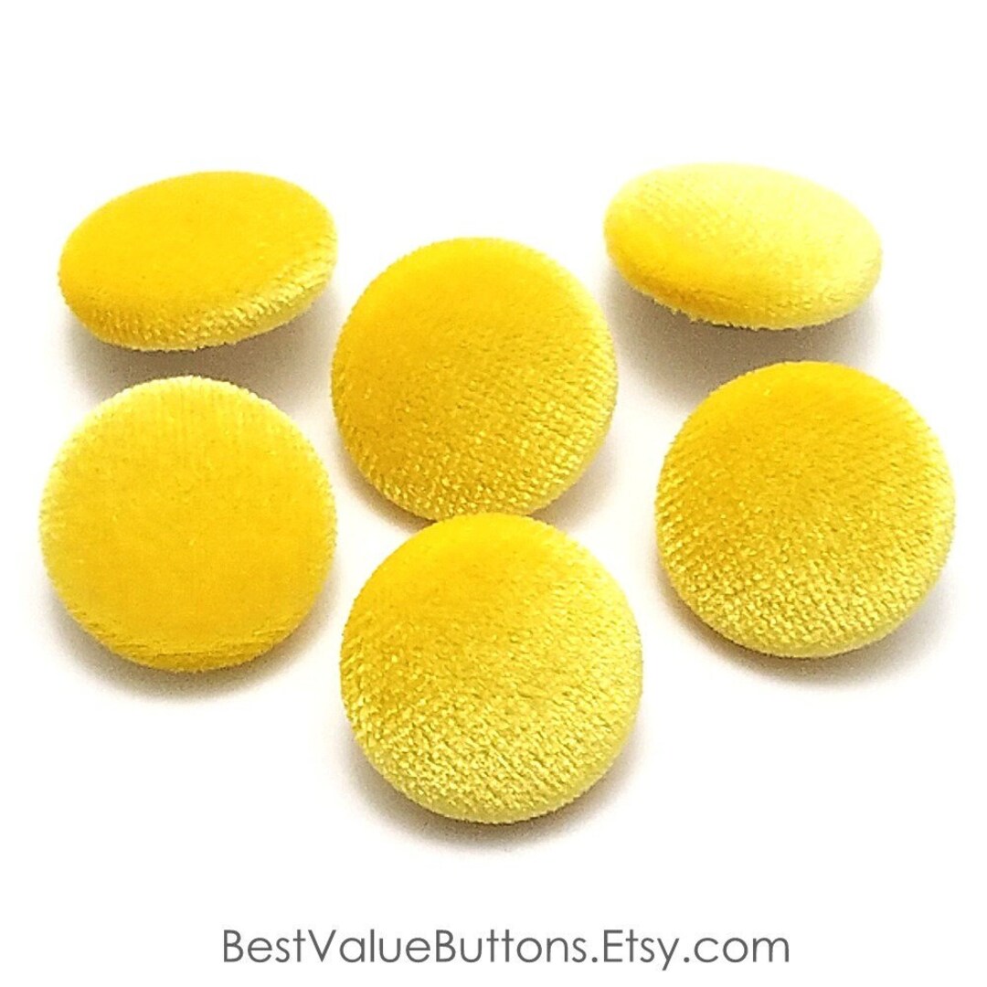 Velvet Buttons, Yellow Velvet Fabric Buttons, Shank, Pinback, Flatback ...