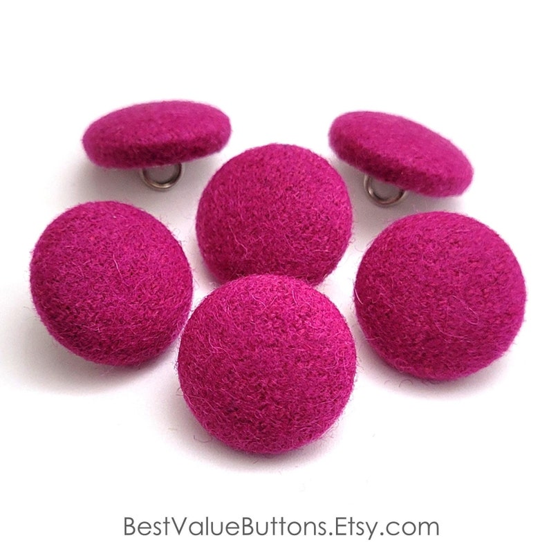 Wool Buttons, Magenta Pink Fabric Buttons, Shank Buttons for Sewing ...