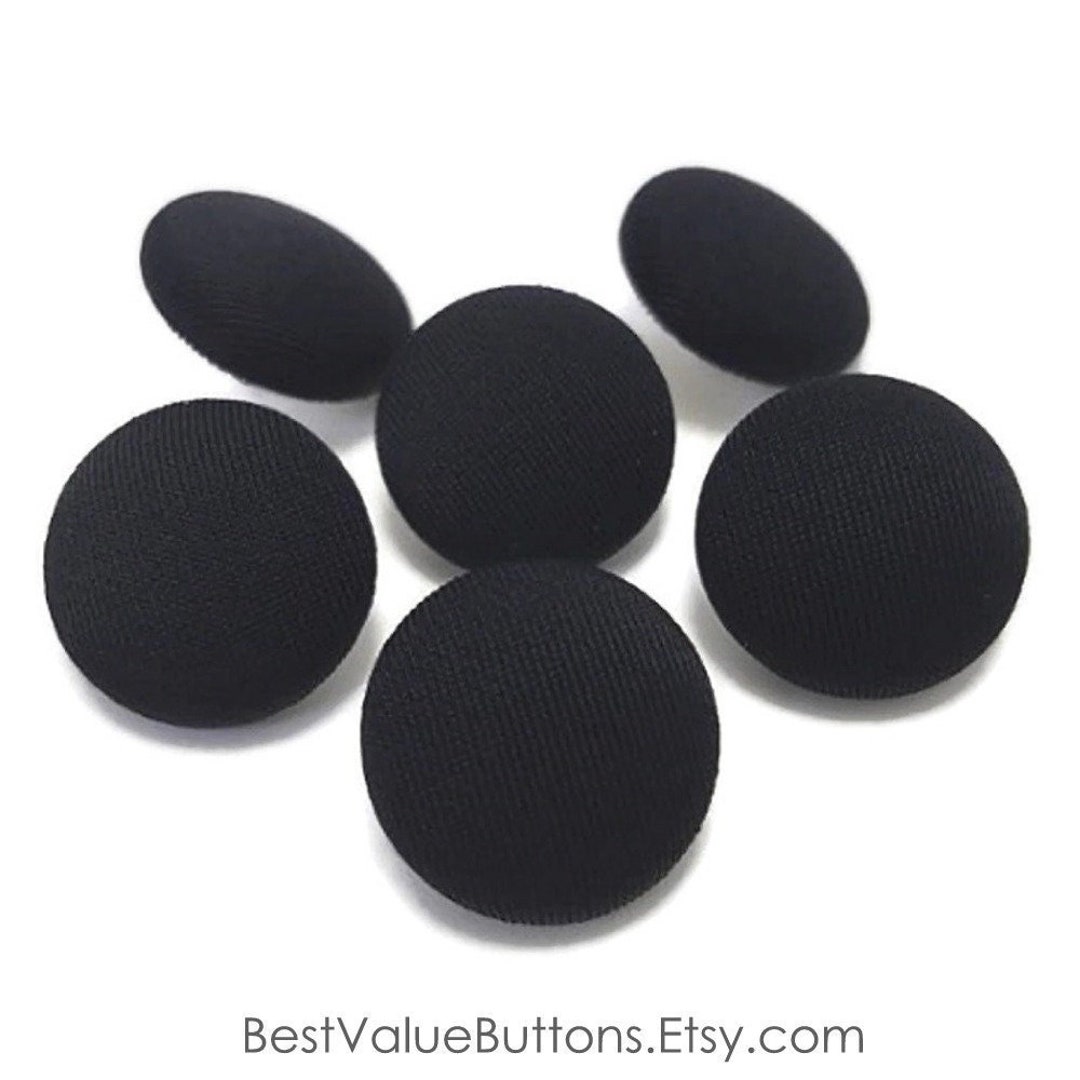 Fabric Buttons, Black Buttons, Shank to Sew, Pinback to Pin, Flatback ...