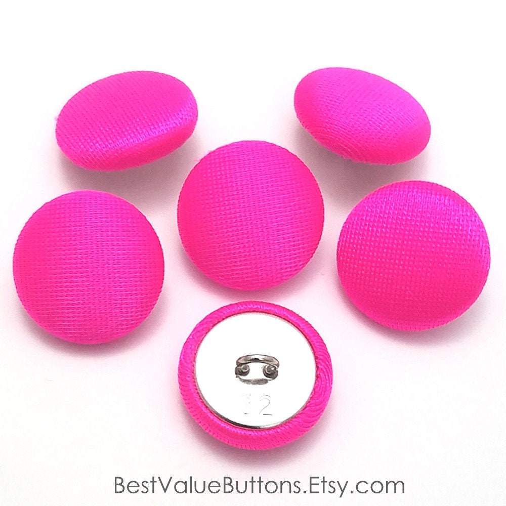 Fabric Buttons Shiny Hot Pink Buttons Shank Pinback | Etsy
