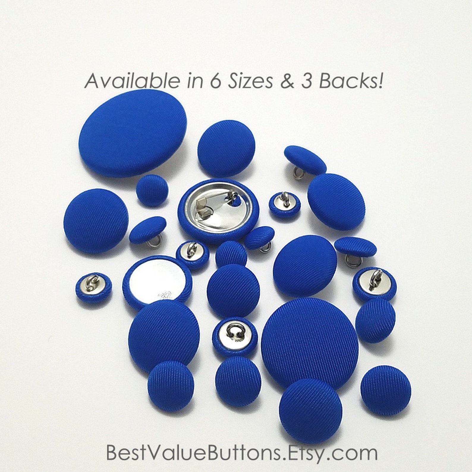Fabric Buttons Royal Blue Buttons Shank Pinback Flatback | Etsy