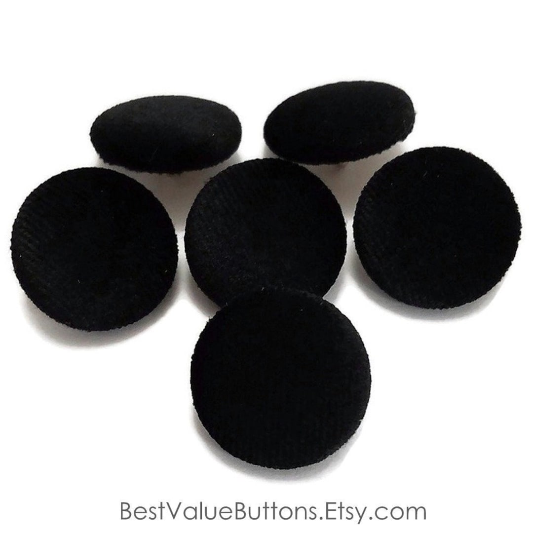 Velvet Buttons, Black Velvet Fabric Buttons, Shank, Pinback, Flatback ...