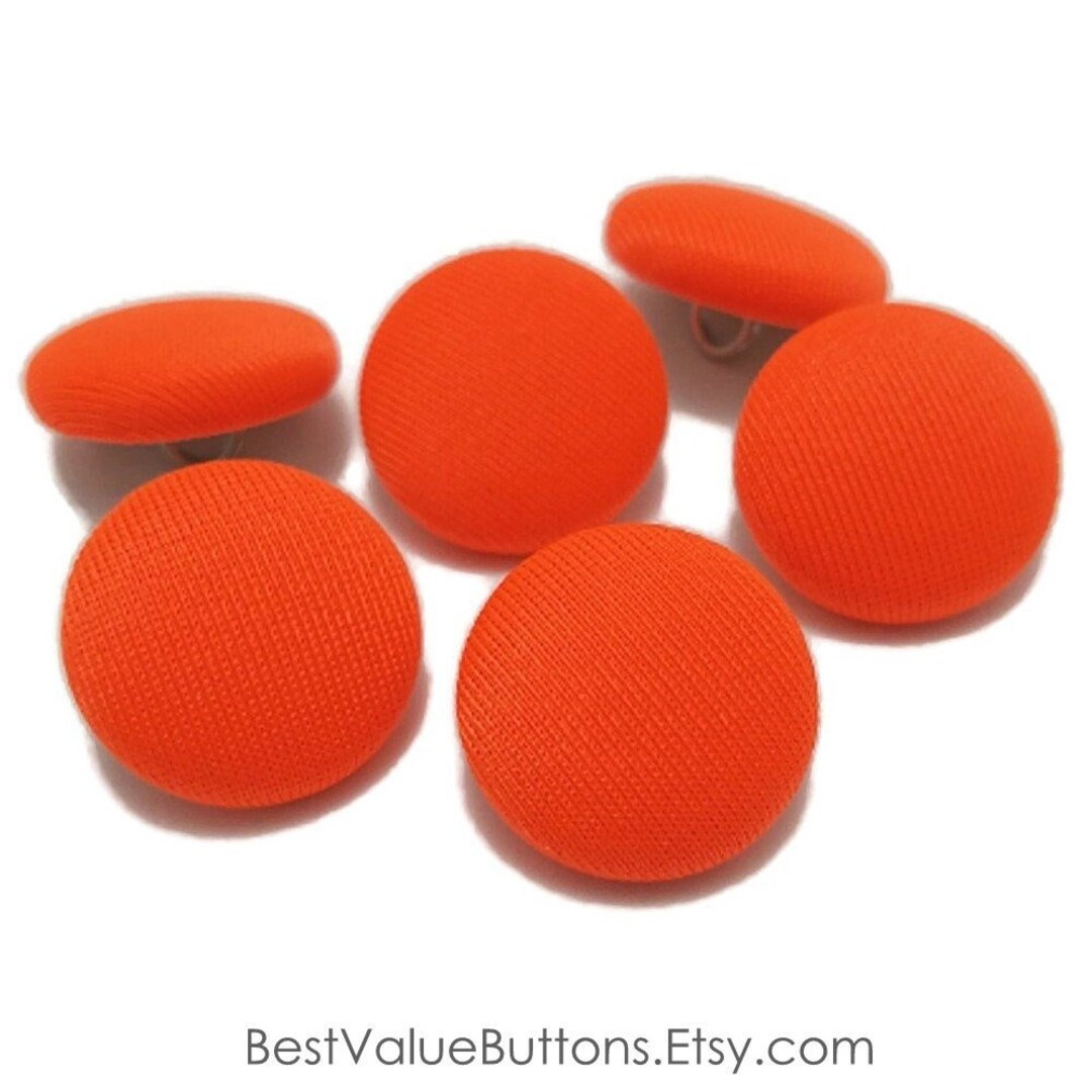Fabric Buttons, Neon Orange Buttons, Shank to Sew, Pinback to Pin ...