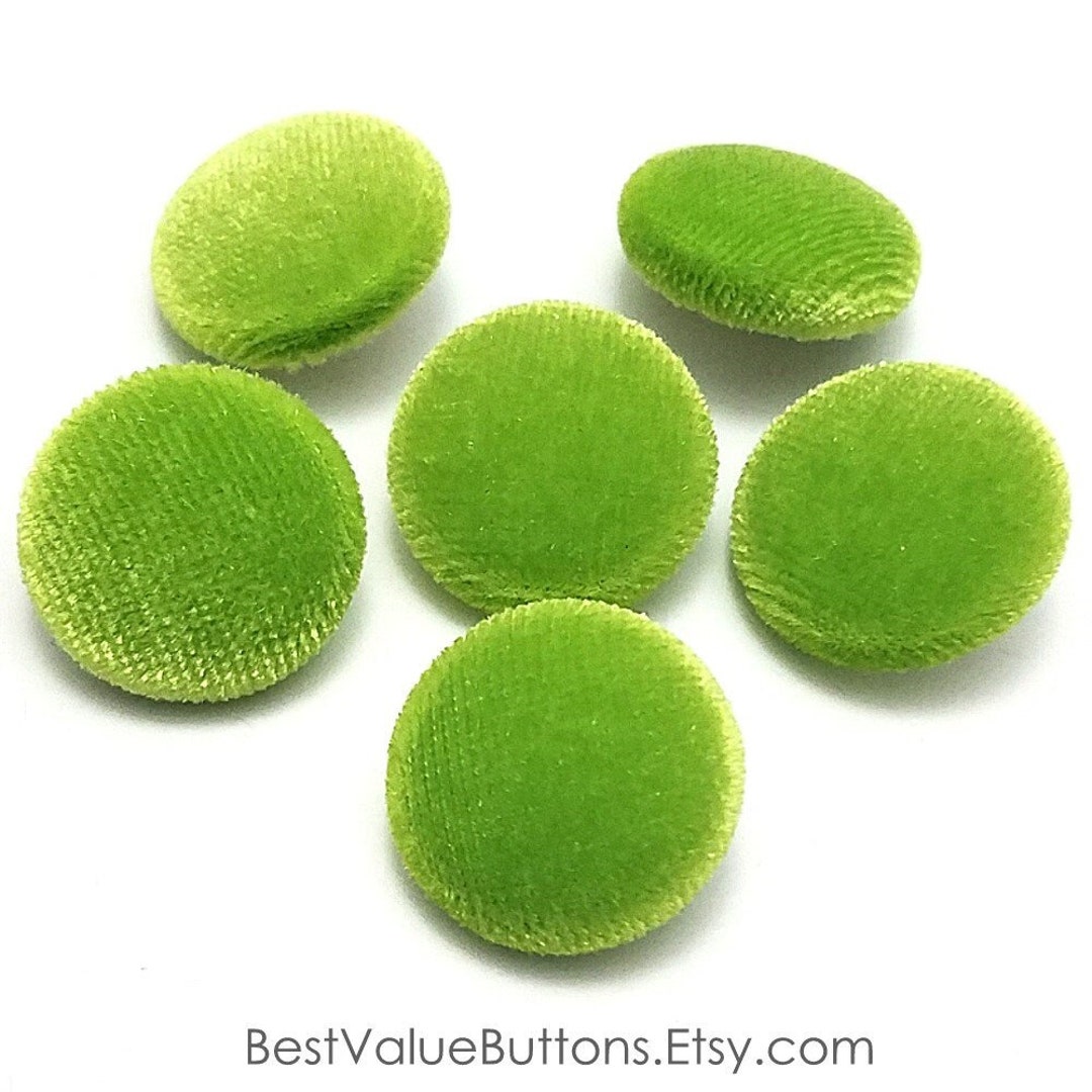 Velvet Buttons, Lime Green Velvet Fabric Buttons, Shank, Pinback ...