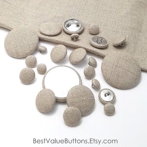 Linen Buttons, Natural Linen Fabric Buttons, Shank, Pinback, Flatback ...
