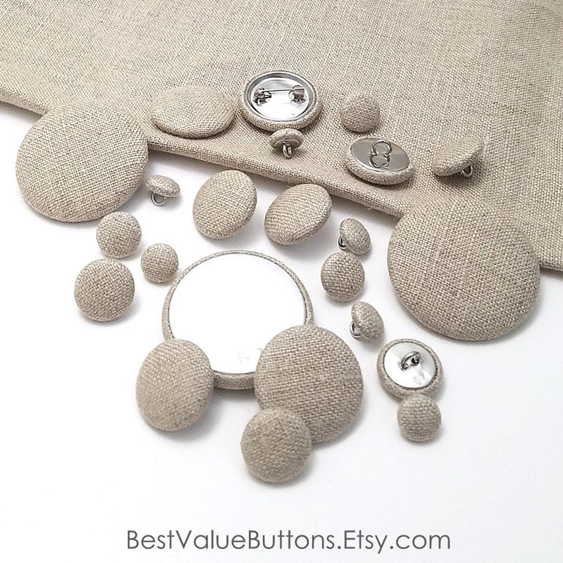 Linen Buttons Natural Linen Fabric Buttons Shank Pinback | Etsy