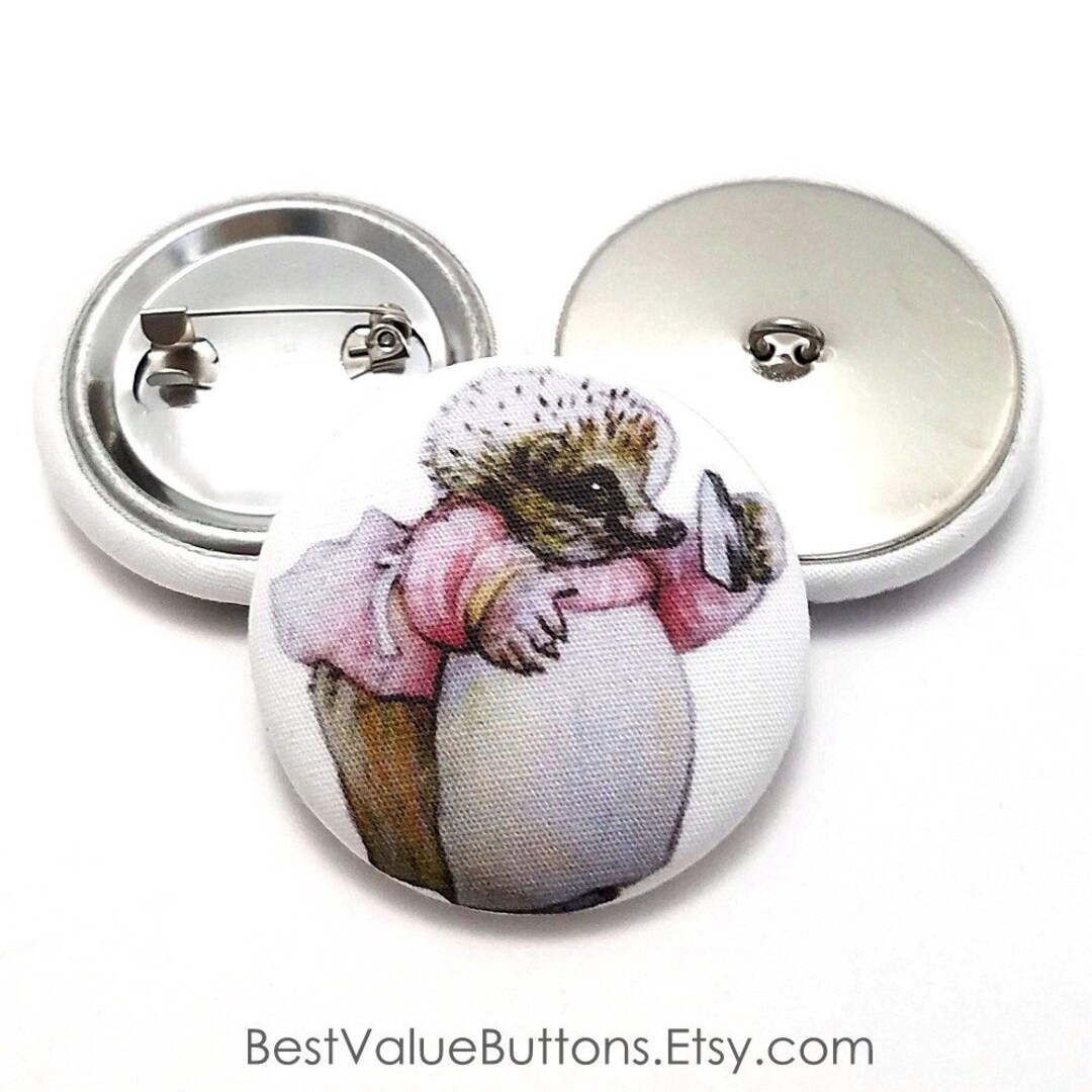 Fabric Buttons, Mrs Tiggy Winkle Buttons, Beatrix Potter Hedgehog ...