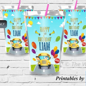 Wheels on the Bus Theme Juice Pouch Labels for for Birthday - Etsy