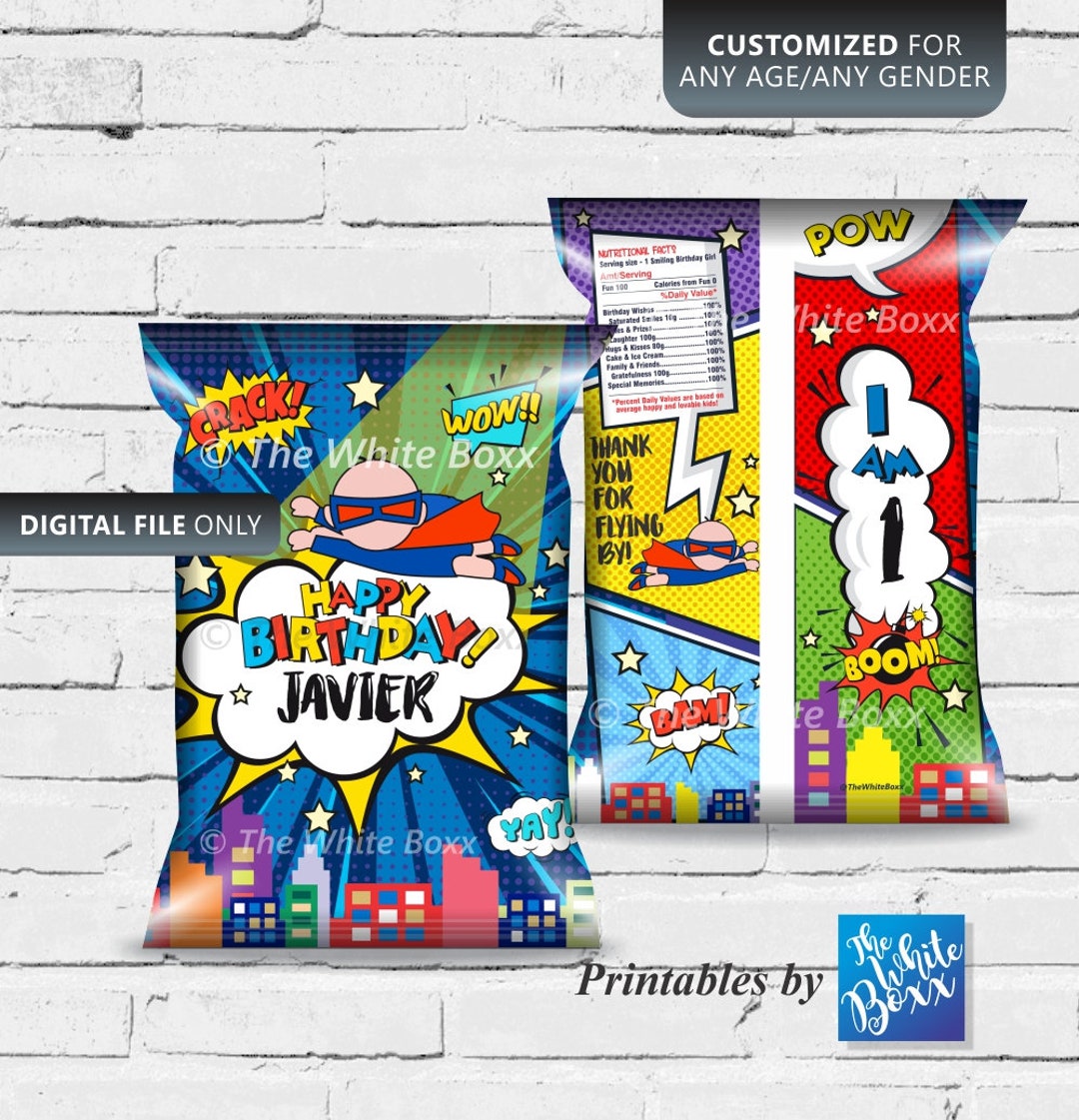 Super Baby / Action Baby Hero Chips Packet Bag Labels for - Etsy