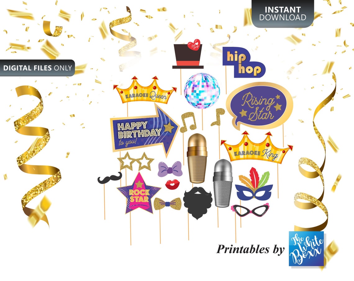 Karaoke Night Party Photo Booth Props 21 Music Singing - Etsy