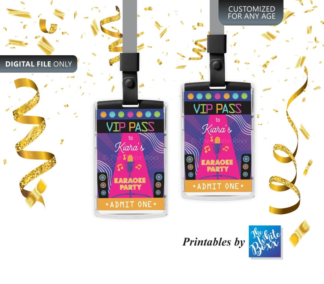 Karaoke Night Party VIP Pass / Singing Party / Rockstar Id Pass Badge ...