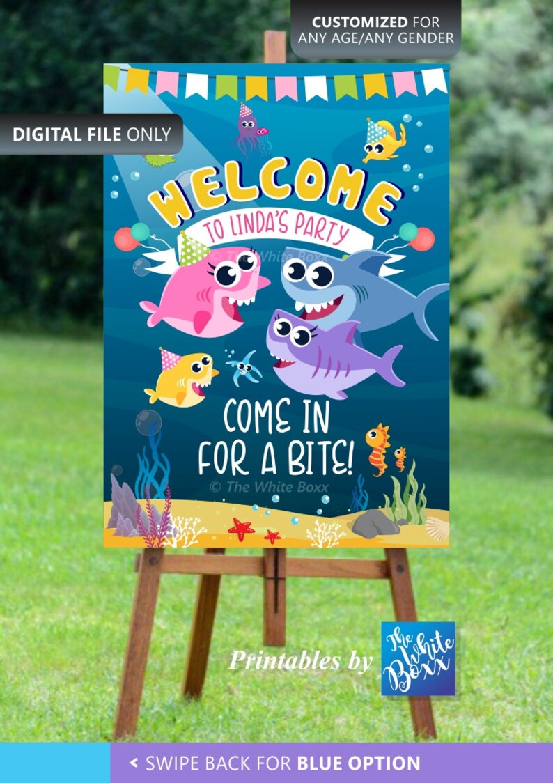 Shark Welcome Board / Shark Baby Birthday Welcome Sign / - Etsy
