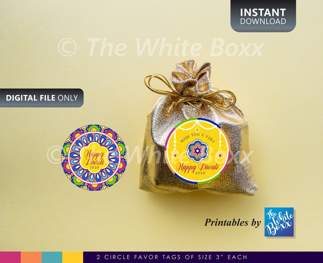 Happy Diwali Circle Favor Tags / Indian Festival Sticker / - Etsy