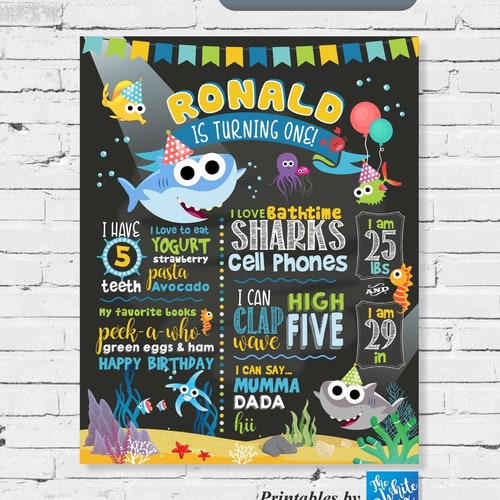 Baby Shark Chalkboard / Stats Poster for Boy / Girl - Etsy