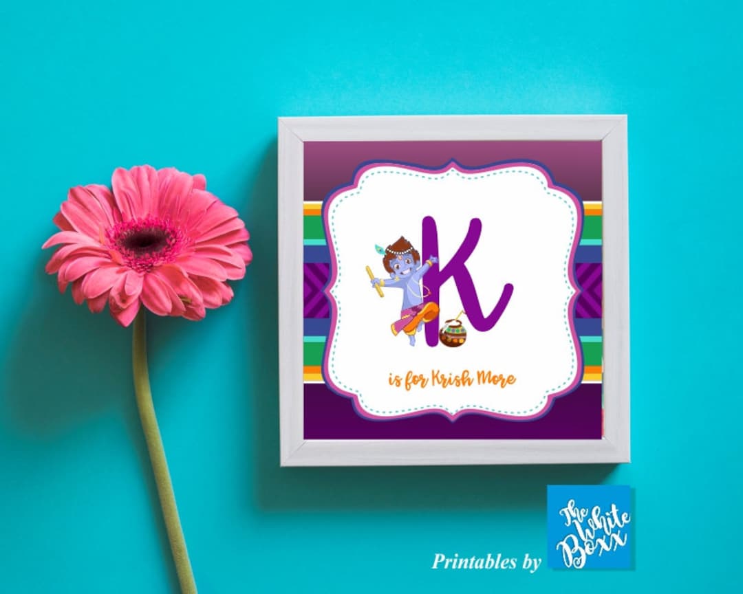 Krishna / Kisna hindu God Themed Alphabet for Return Gift or Nursery ...