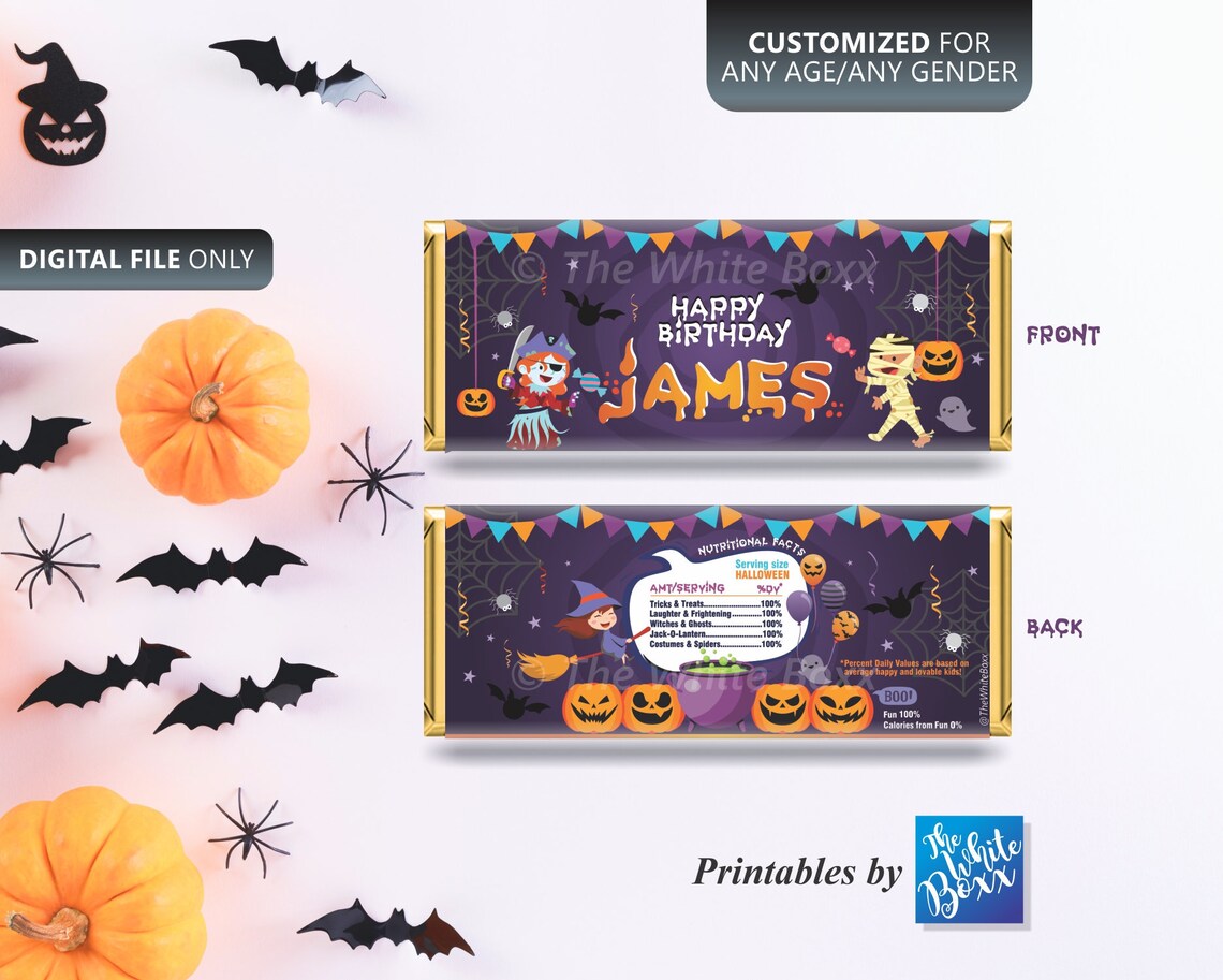 Spooky Halloween Candy Bar Labels / Candy Bar / Favor Bag for - Etsy