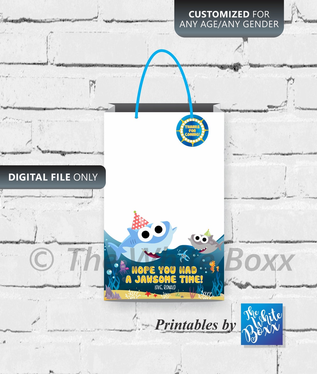 Baby Shark Gift Bag / Favor Bag Labels for Birthday / Baby Shower - Etsy