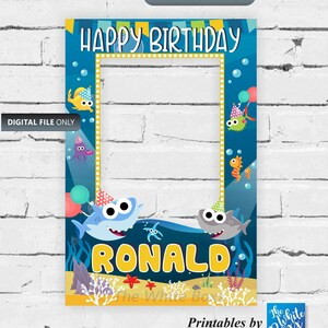 Baby Shark Photo Booth Vertical Frame, Birthday Props, Birthday Signs ...