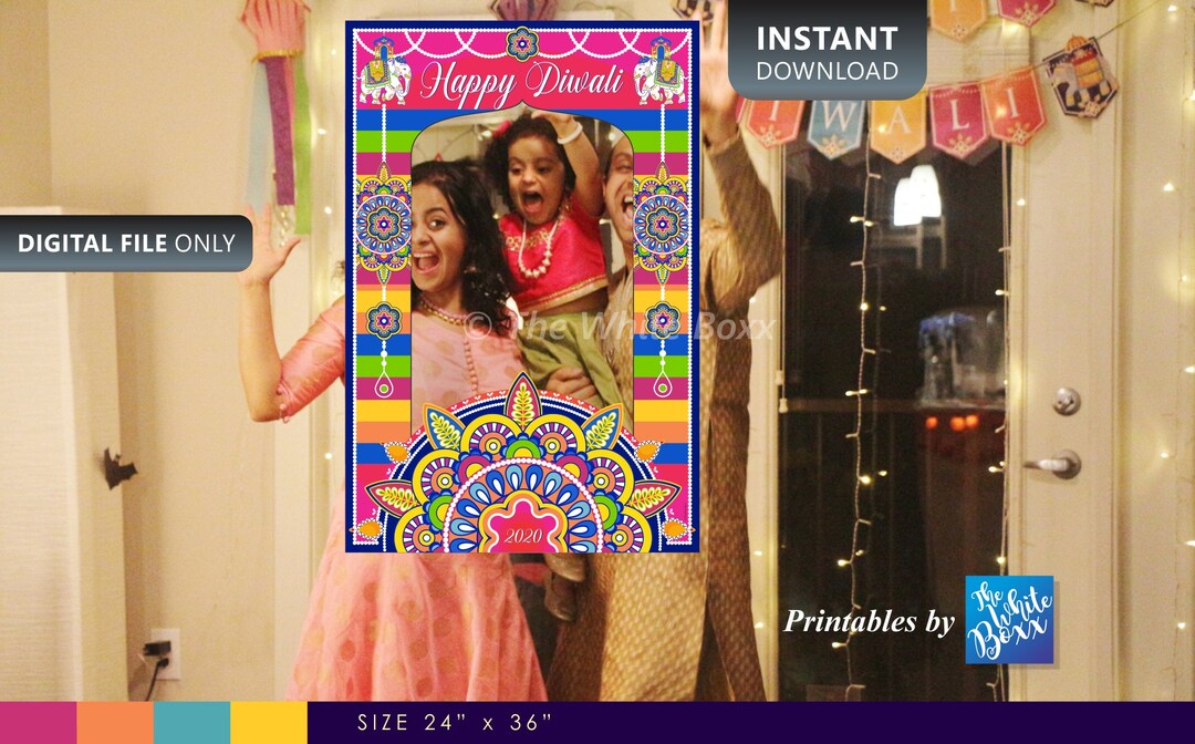 Happy Diwali Photo Booth Frame / Indian Festival Photo Props / Party ...