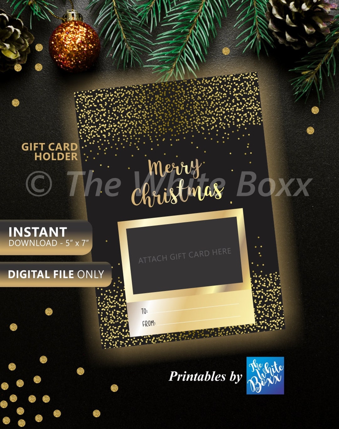 Christmas Gift Card Holder Gold Color Gift Card Holder - Etsy