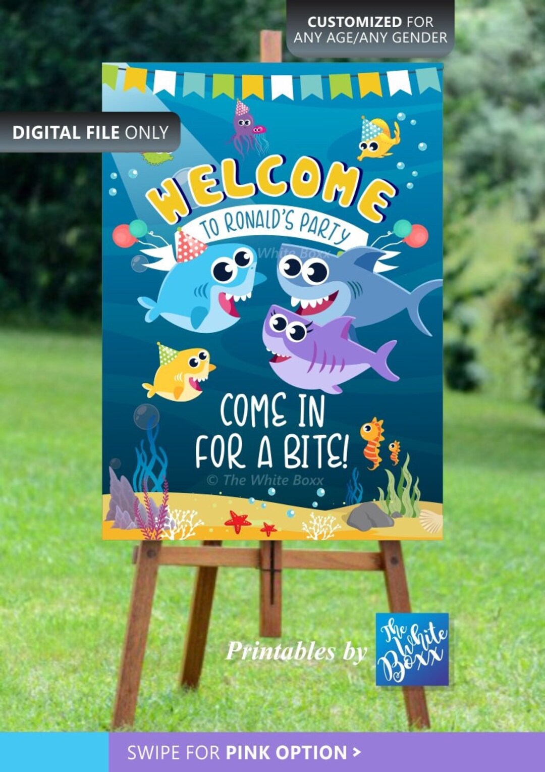 Shark Welcome Board / Shark Baby Birthday Welcome Sign / Banner ...