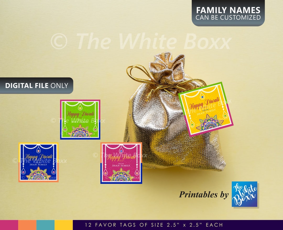 Happy Diwali Favor Tags / Indian Wedding or Festival Tags / Sangeet ...