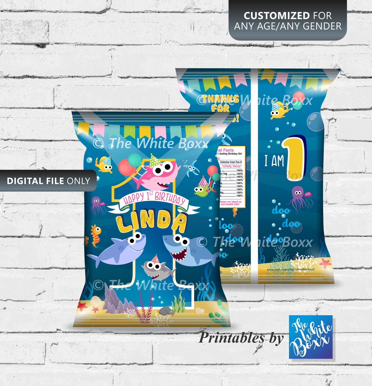 Baby Shark Chips Packet Bag Labels for Birthday / Baby Shower - Etsy