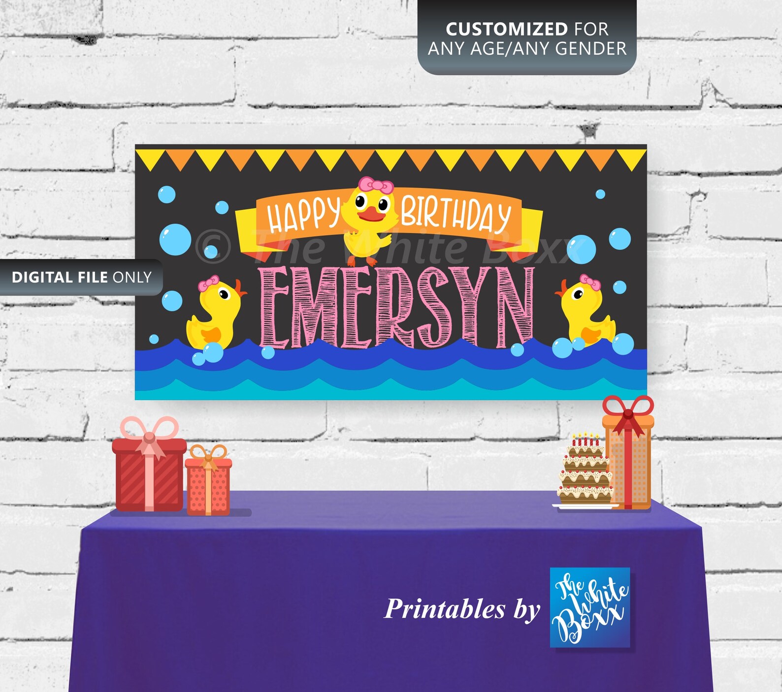 Rubber Duck Birthday Banner for Boy / Girl / Twins or Baby | Etsy