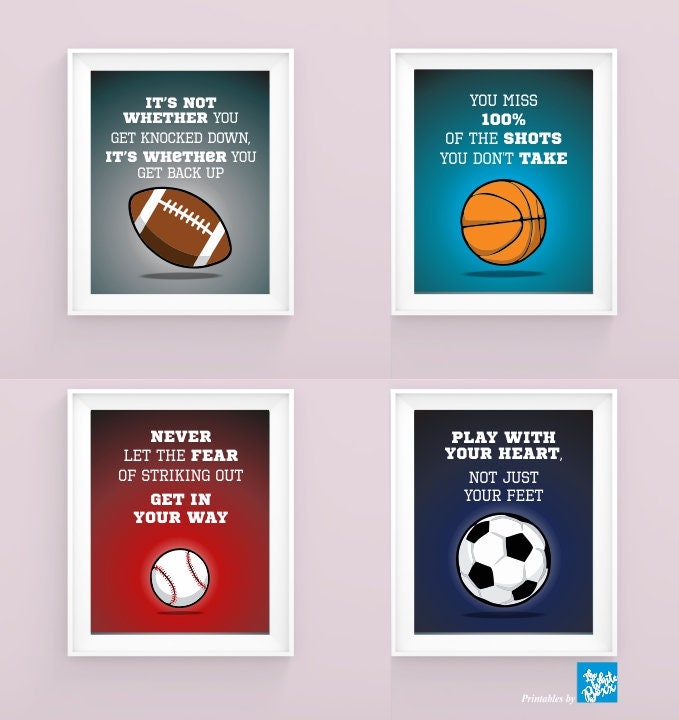 Sports Poster Inspirational Quotes Football / Basketball / | Etsy